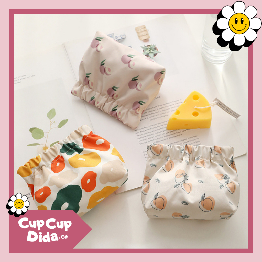 Jual Pouch Makeup Serut Motif Aesthetic Traveling Bag Organizer ...