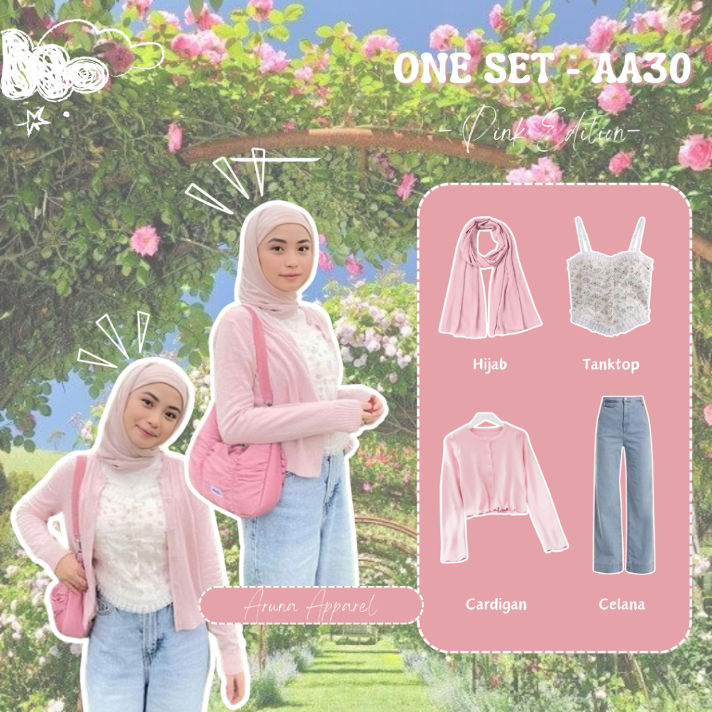 Jual 3in1 Ocean Pink One Set Korean Style Outfit Korea Setelan Korea ...