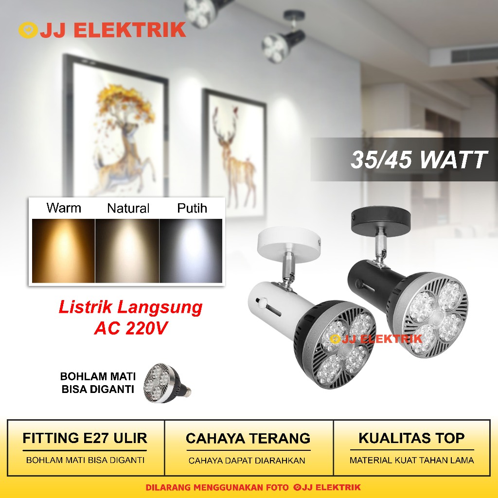 Jual Lampu Sorot Plafon Tempel 35 Watt Halogen LED 35W Fitting E27 ...