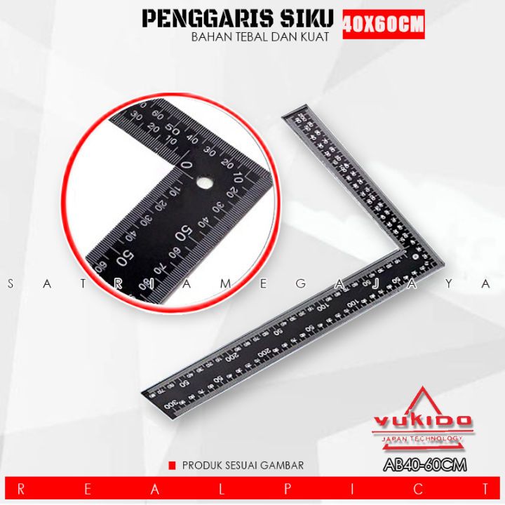 Jual YUKIDO TECHNOLOGY Siku Hitam 40 x 60 cm Penggaris Siku Meter 40x60 PRODUK SERBAGUNA ...