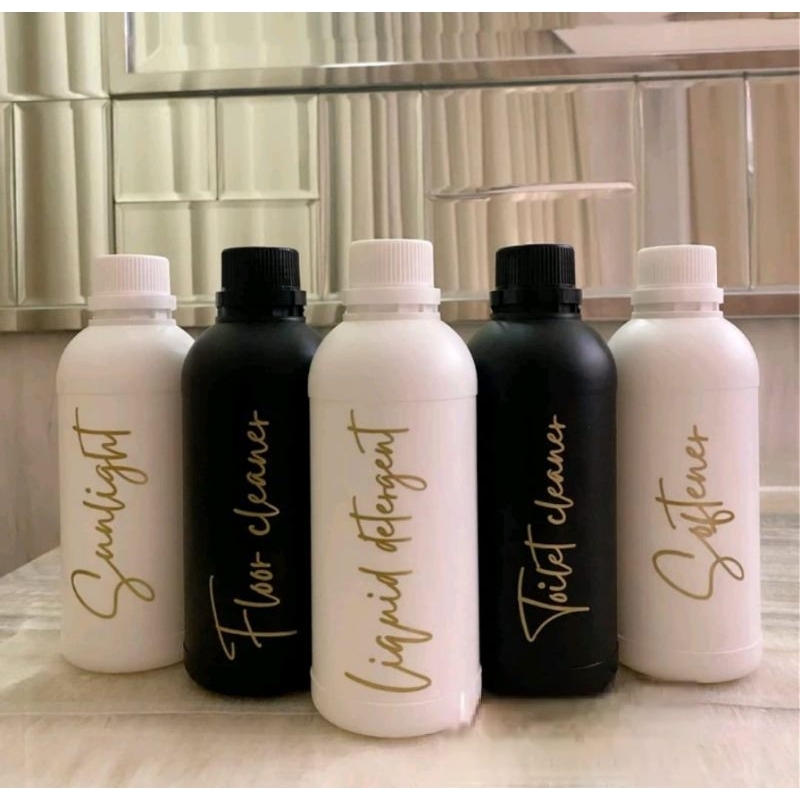 Jual BOTOL LAUNDRY ROOM 500ML GOLD NEW HITAM PUTIH AESTHETIC BOTOL ...