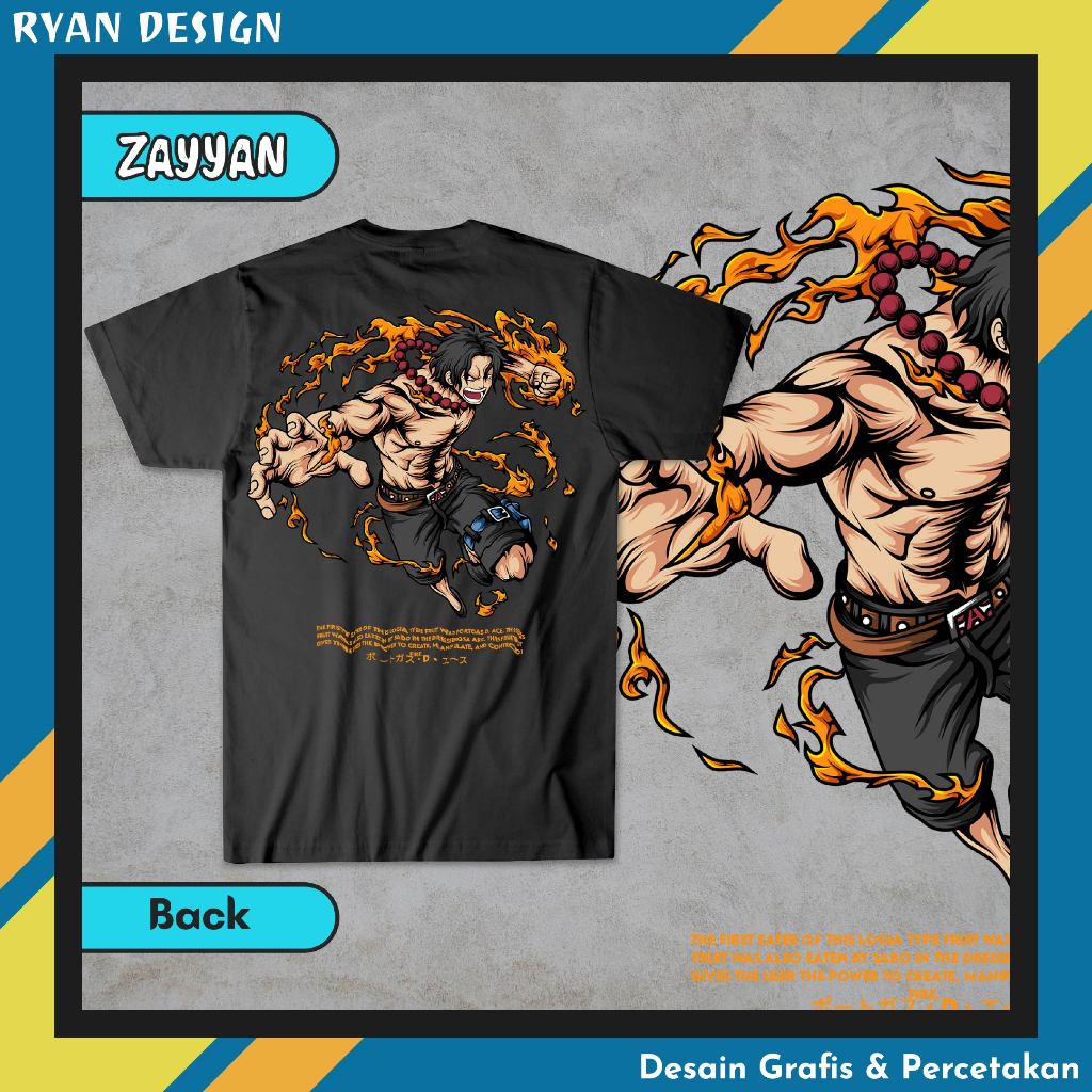 Jual T-Shirt Kaos Sablon Setrika Ace Stiker Kaos Anime One Piece Sablon ...