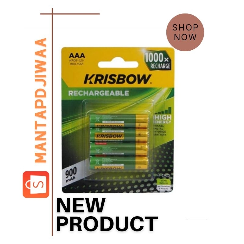 Jual Krisbow Set 4 Pcs Baterai Rechargeable 900mah | Shopee Indonesia
