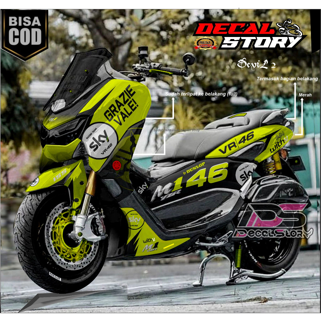 Jual DECAL NMAX NEW FULL BODY TAHUN 2019 - 2024 MOTIF VALE 46 STIKER ...