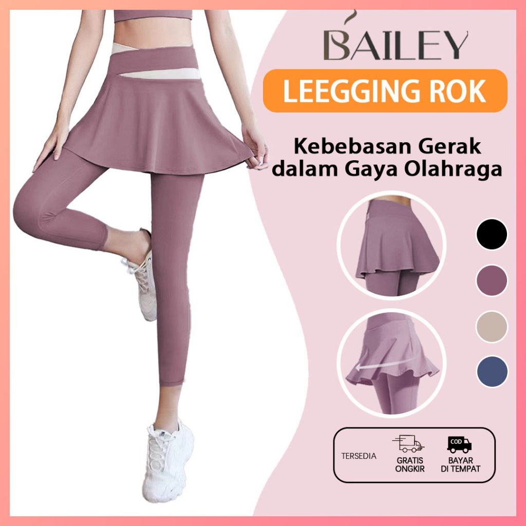 Jual Bialey Celana Olahraga Wanita Rok Yoga High Waist Legging Rok Dua ...