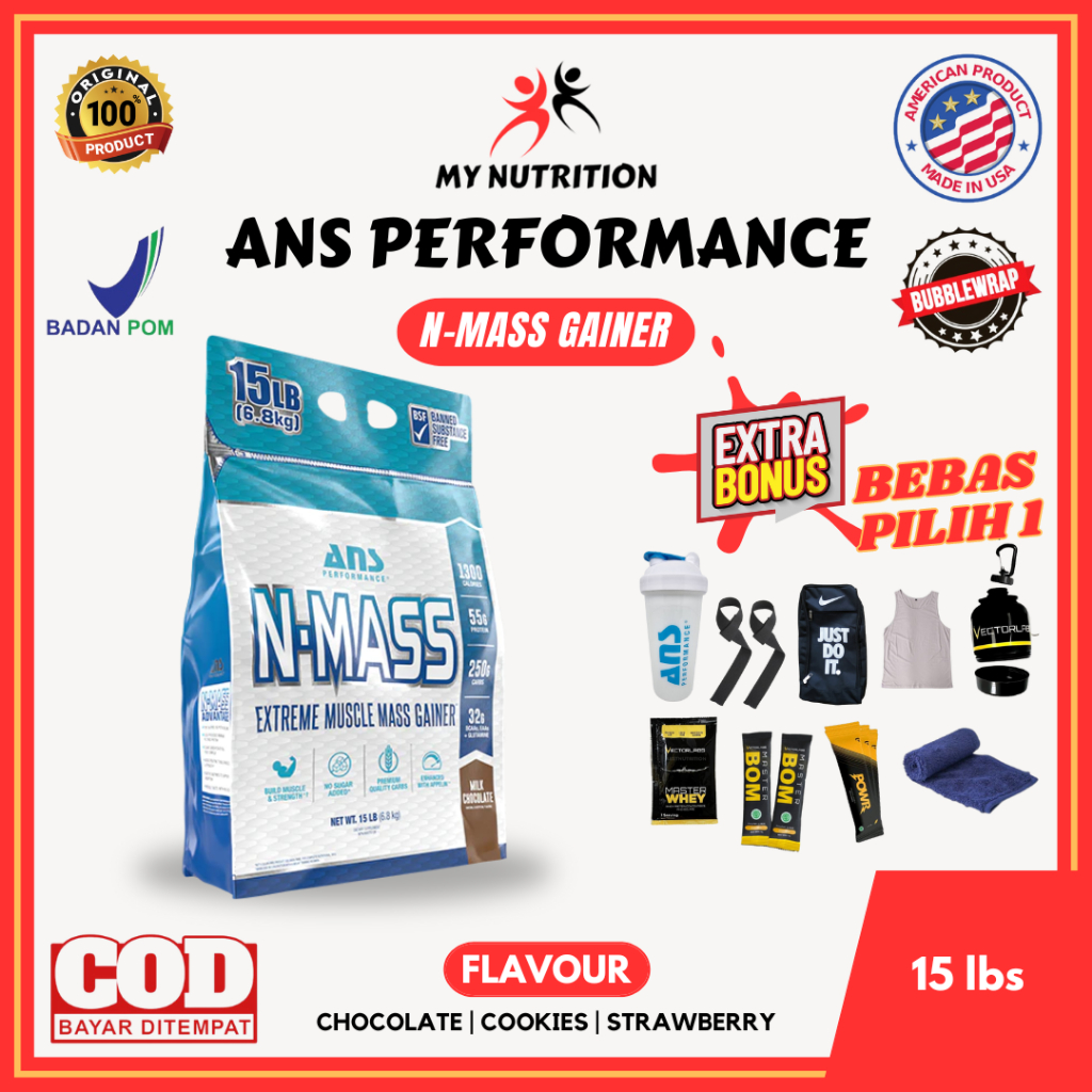 Jual ANS Performance N-MASS EXTREME MASS Gainer 15 lb Susu Suplemen ...