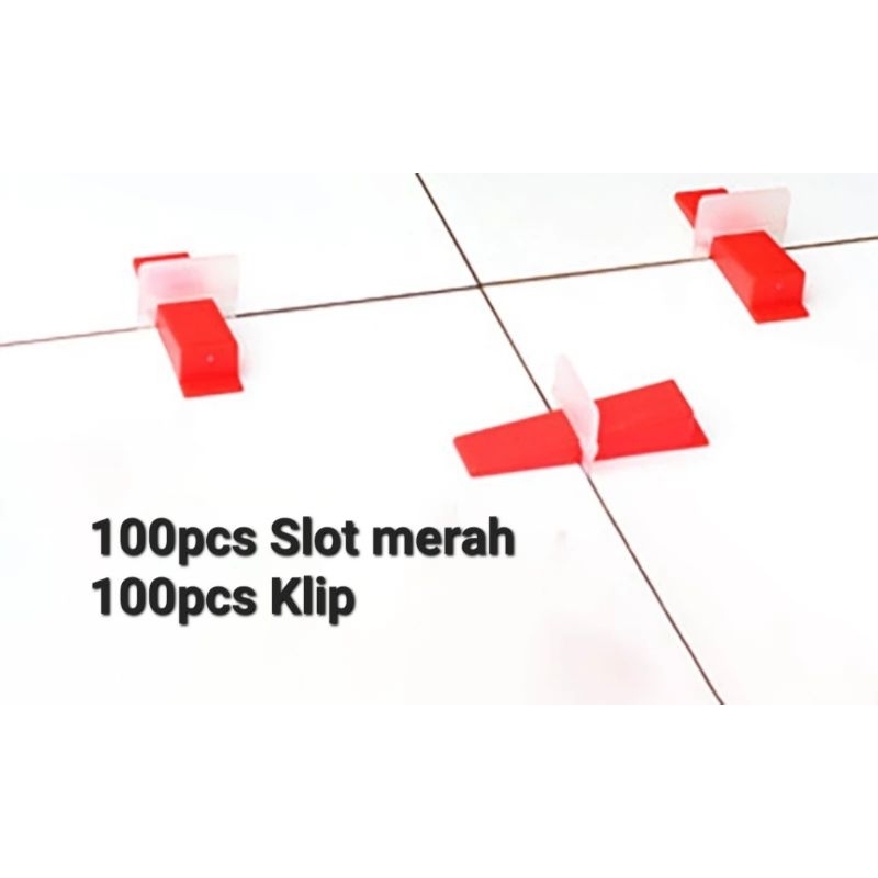 Jual Tile Leveling alat perata keramik 100 slot merah dan 100 clip ...