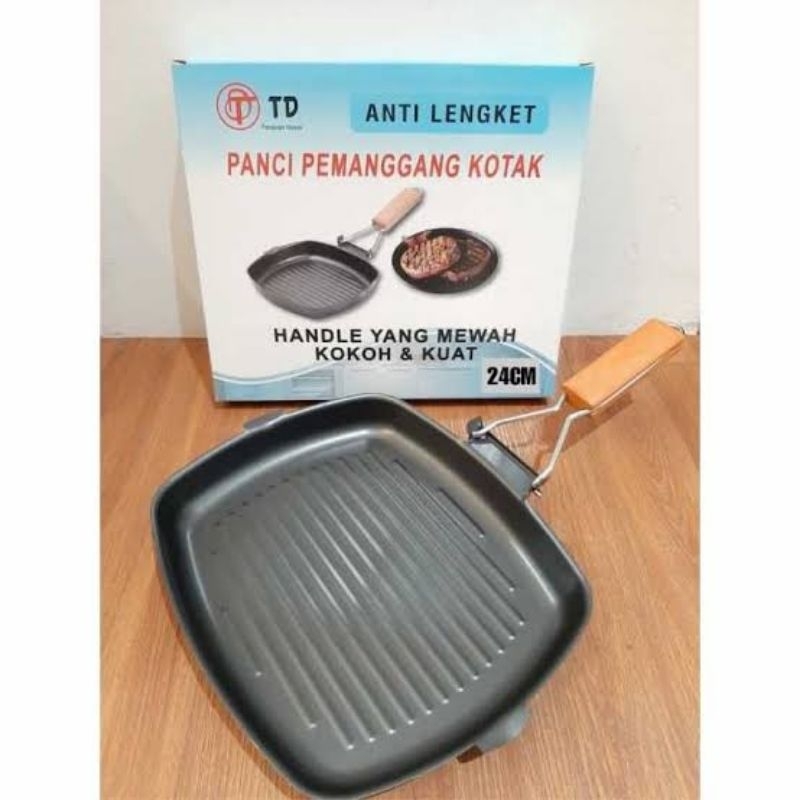 Jual PANCI PEMANGGANG KOTAK SQUARE GRILL PAN LIPAT 24 CM TD | Shopee ...