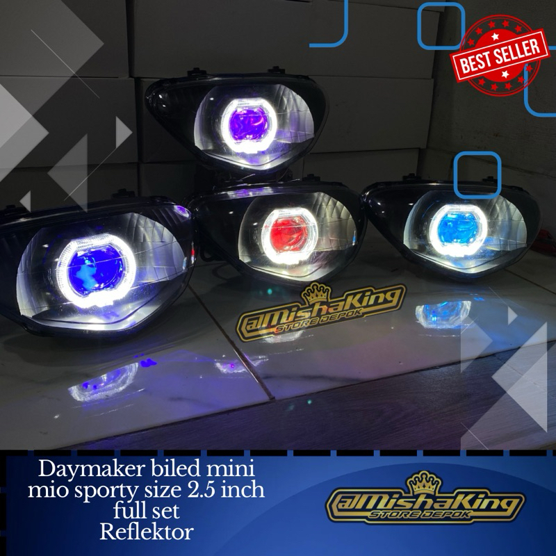 Jual lampu biled mini mio sporty 2.5 inch full set reflektor smoke ...