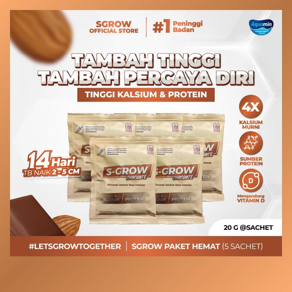 Jual 5 Sachet - S-GROW Supplement Susu Peninggi Badan Remaja dan Dewasa ...