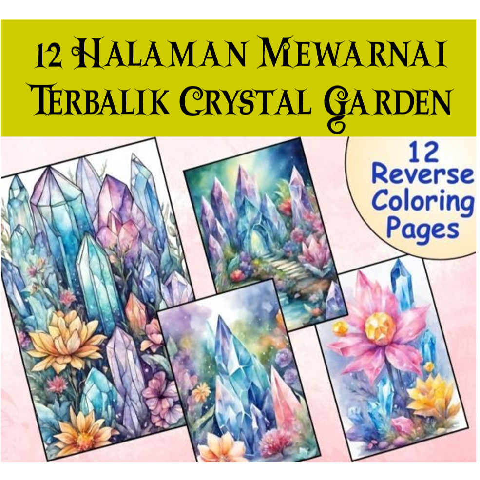 Jual 12 Halaman Mewarnai Terbalik Crystal Garden | Shopee Indonesia