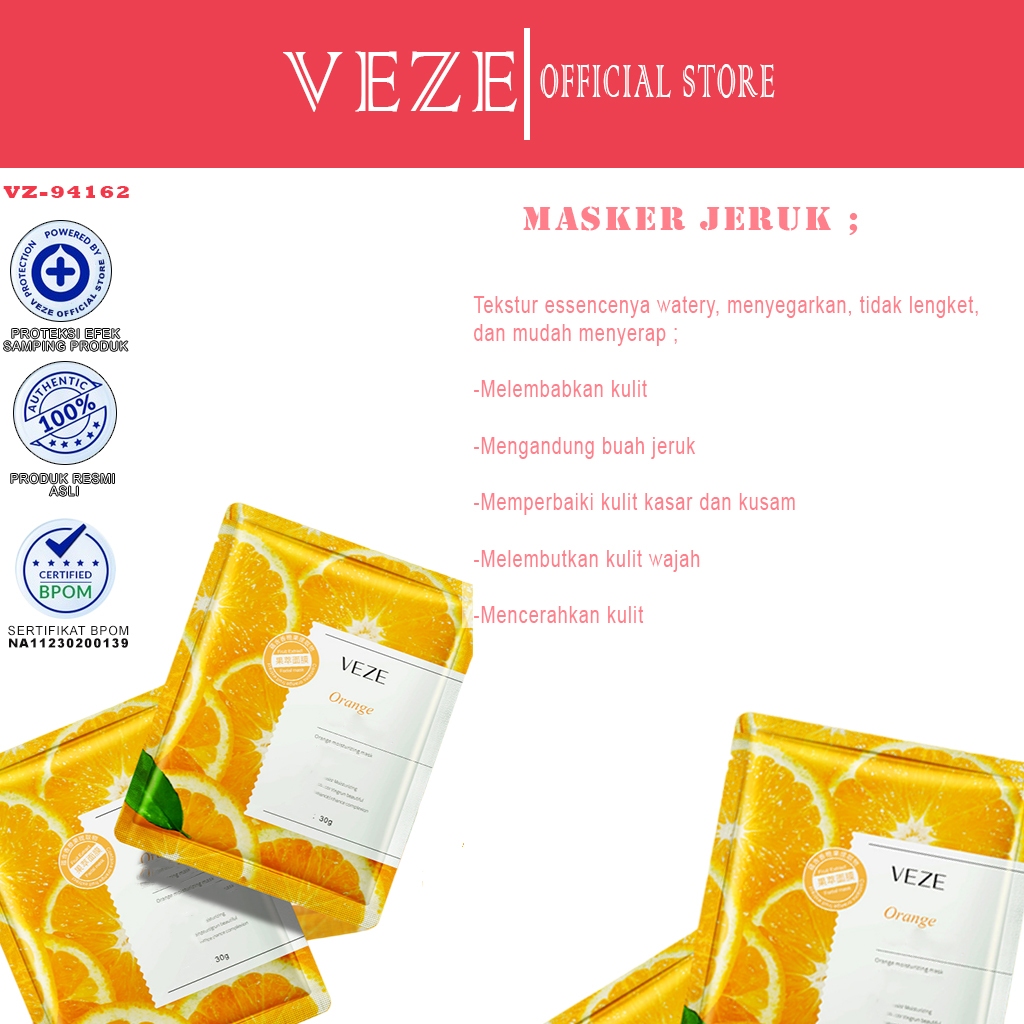 Jual [BPOM] - VEZE Fruit Mask Masker Wajah Natural Sheet Mask | Shopee ...