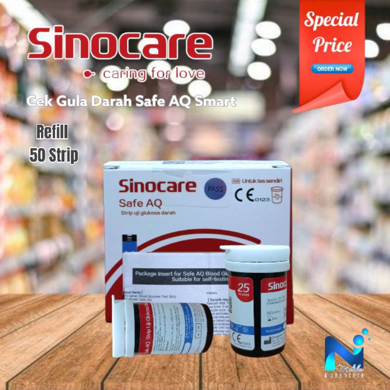 Jual Refill Strip Sinocare Safe AQ Smart isi 50 Test Strip / Strip Uji ...