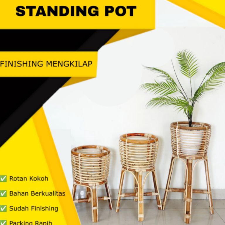 Jual Langsung dibeli Standing Pot Ratan FINISHING MENGKILAP Tempat ...
