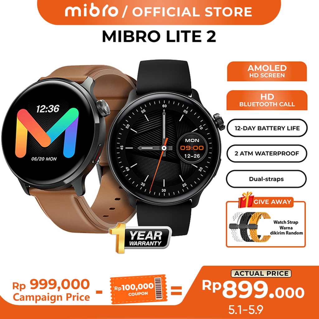 Jual Mibro Official Lite2 AMOLED Smartwatch sport bluetooth call Jam ...