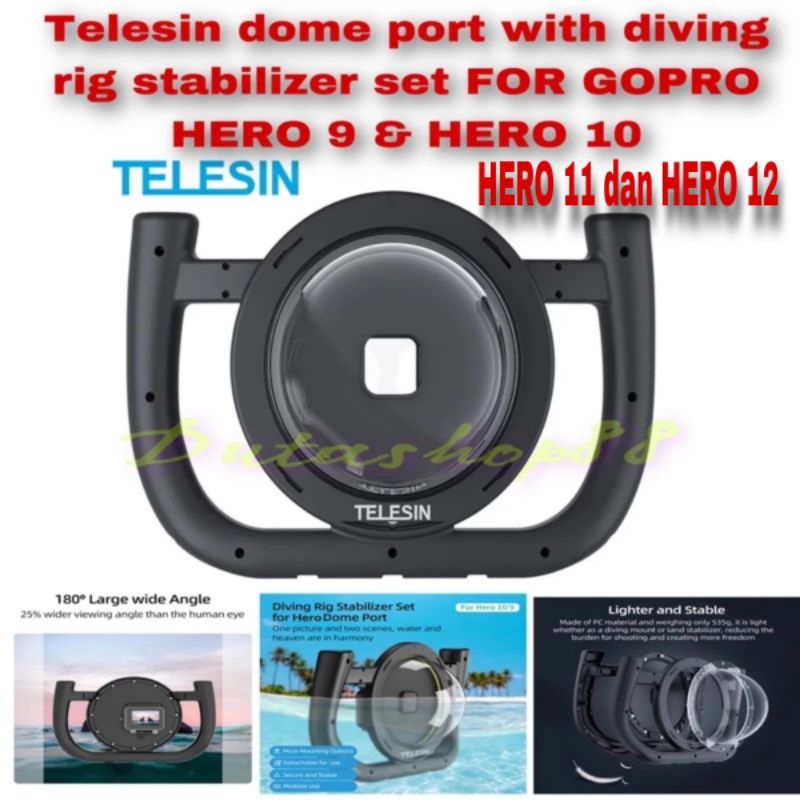 Jual TELESIN DOME PORT WITH DIVING RIG STABILIZER FOR GOPRO HERO 9 HERO ...
