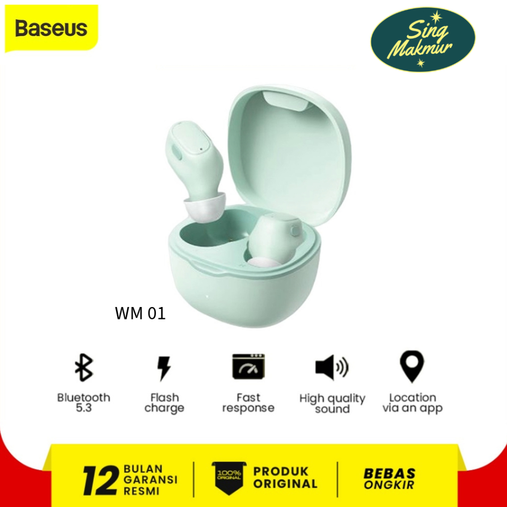 Jual BASEUS TWS WM01 TRUE WIRELESS BLUETOOTH EARPHONE Bluetooth EARBUDS ...