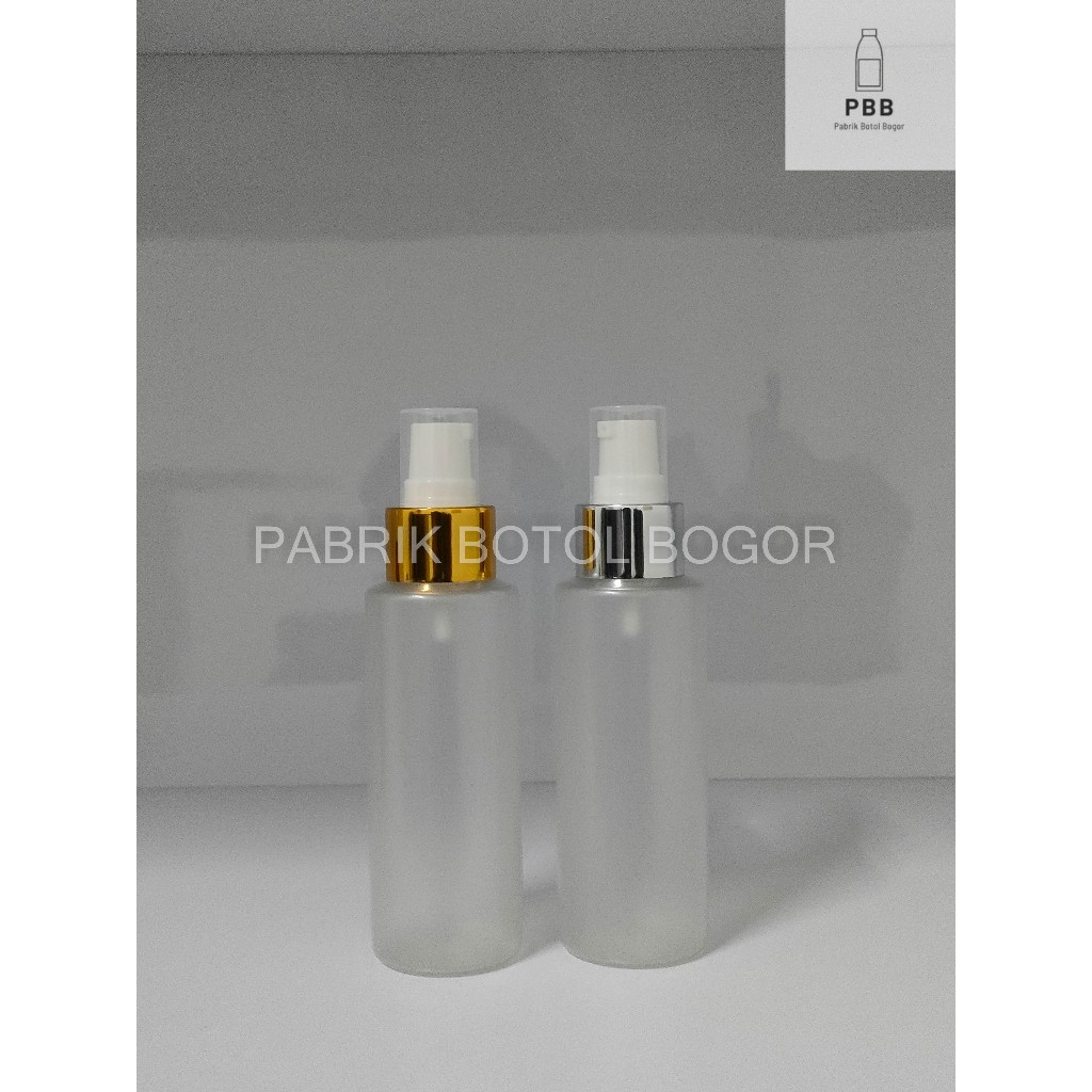 Jual BOTOL RF 100ML FROSTED PUMP TREATMENT SILVER GOLD HALF CAP 100 ML FROSTED - SILVER | Shopee ...