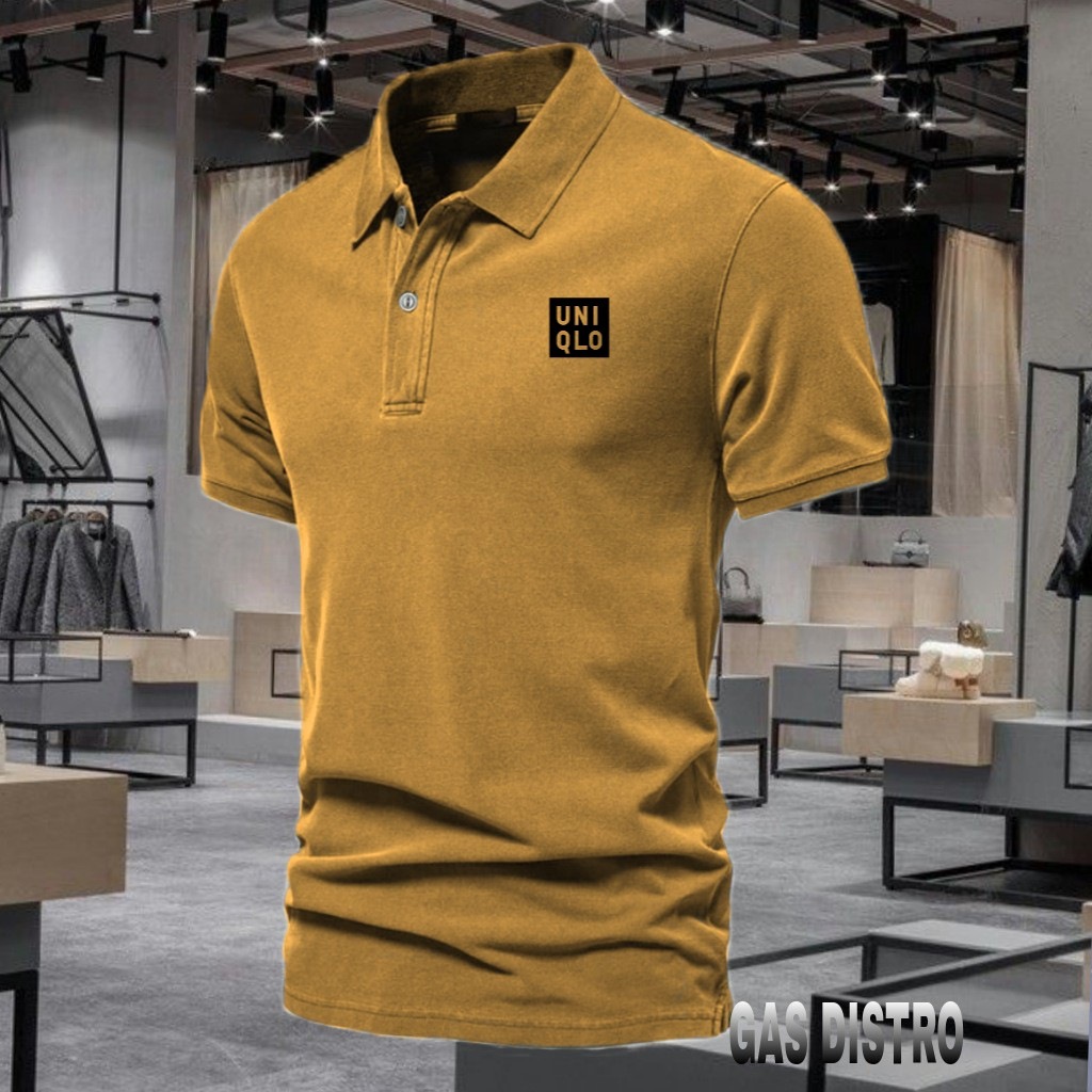 Jual COD T-shrit POLO kerah Text Hitam Uniqlo Kaos Kerah Dewasa Shirt / Kaos Wangki Pria Polo ...