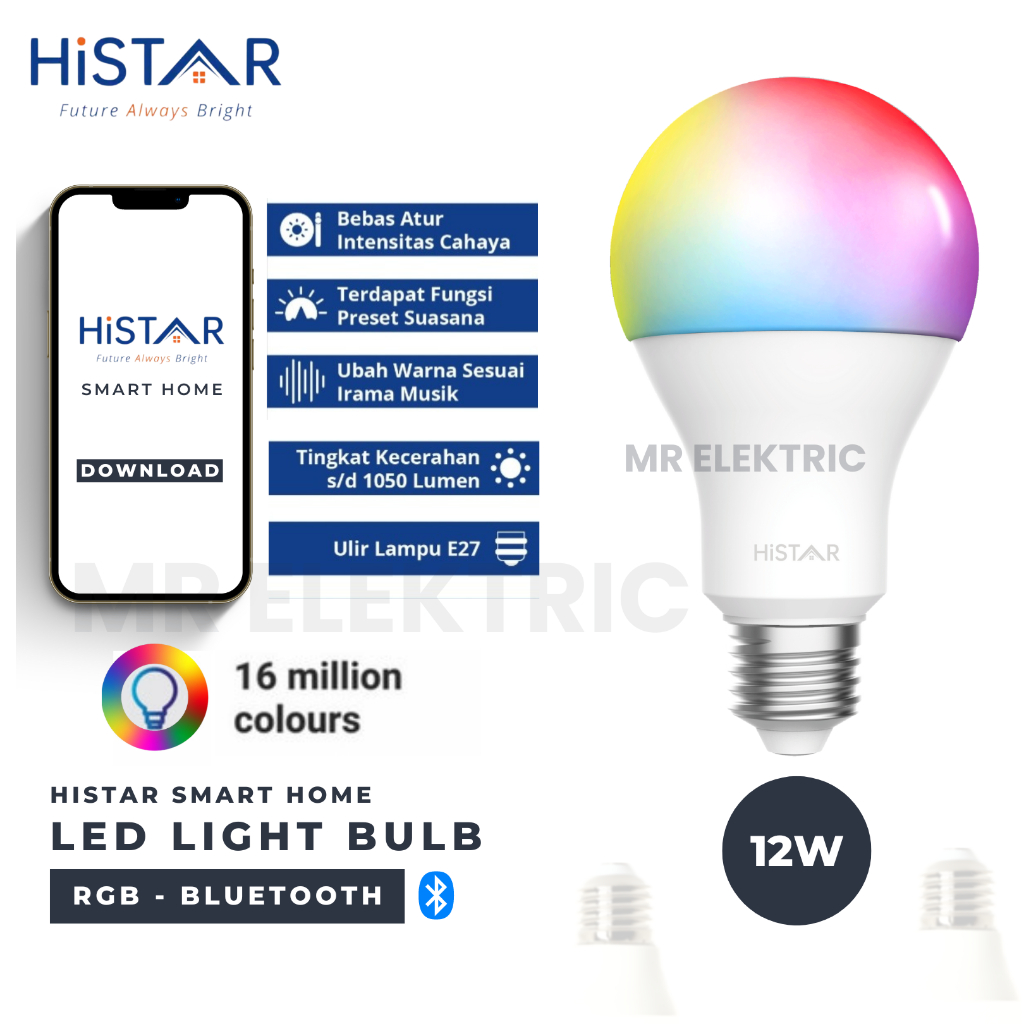 Jual Lampu Smart LED 12W Bulb Bluetooth RGB Light Bohlam Pintar Via APP ...