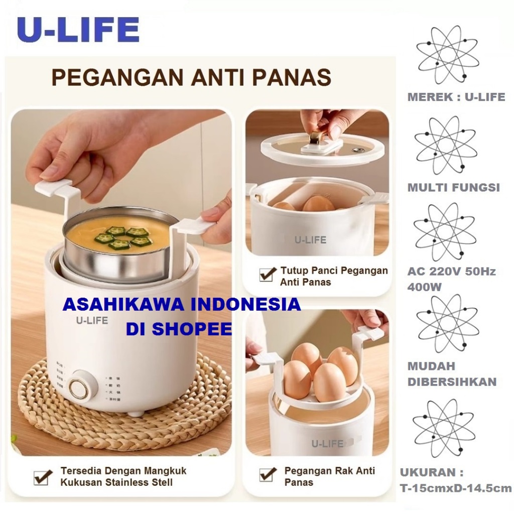 Jual RB U Life Pemasak Pengukus Penanak Telur Multifungsi Pematian Daya ...