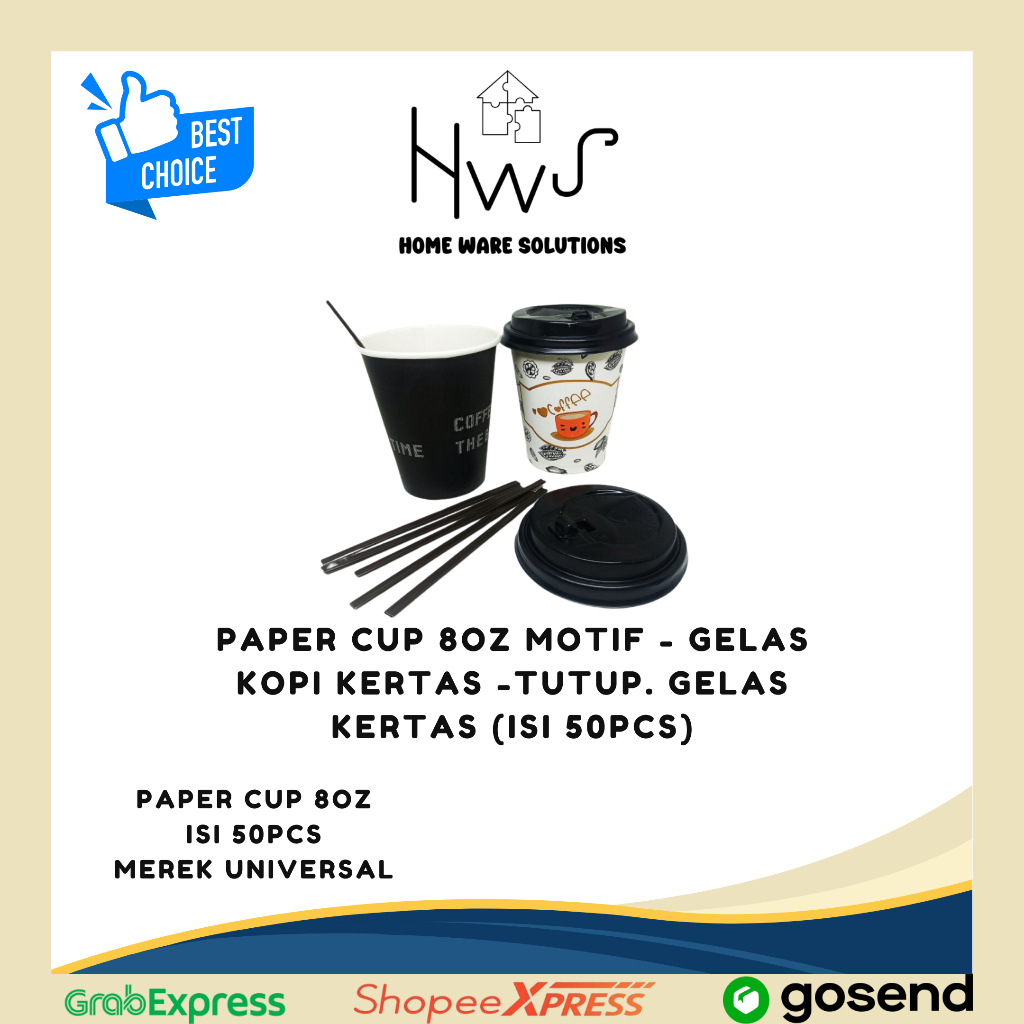 Jual Paper Cup 8oz Motif - Gelas Kopi Kertas -Tutup. Gelas Kertas (isi 50pcs) | Shopee Indonesia