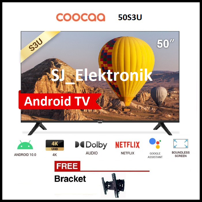 Jual (KHUSUS LUAR KOTA) Braket + CooCaa 50S3U UHD 4K | LED TV 50 Inch Android Digital TV ...