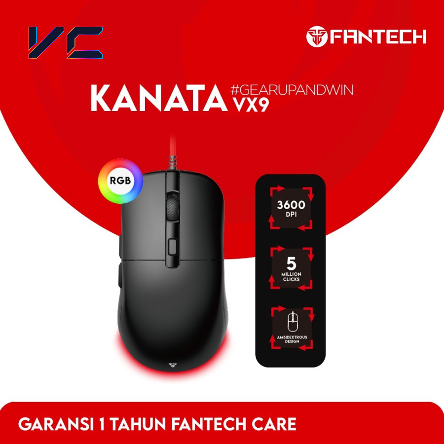 Jual Fantech KANATA VX9 MOUSE GAMING RGB Wired USB Ambidextrous | Shopee Indonesia