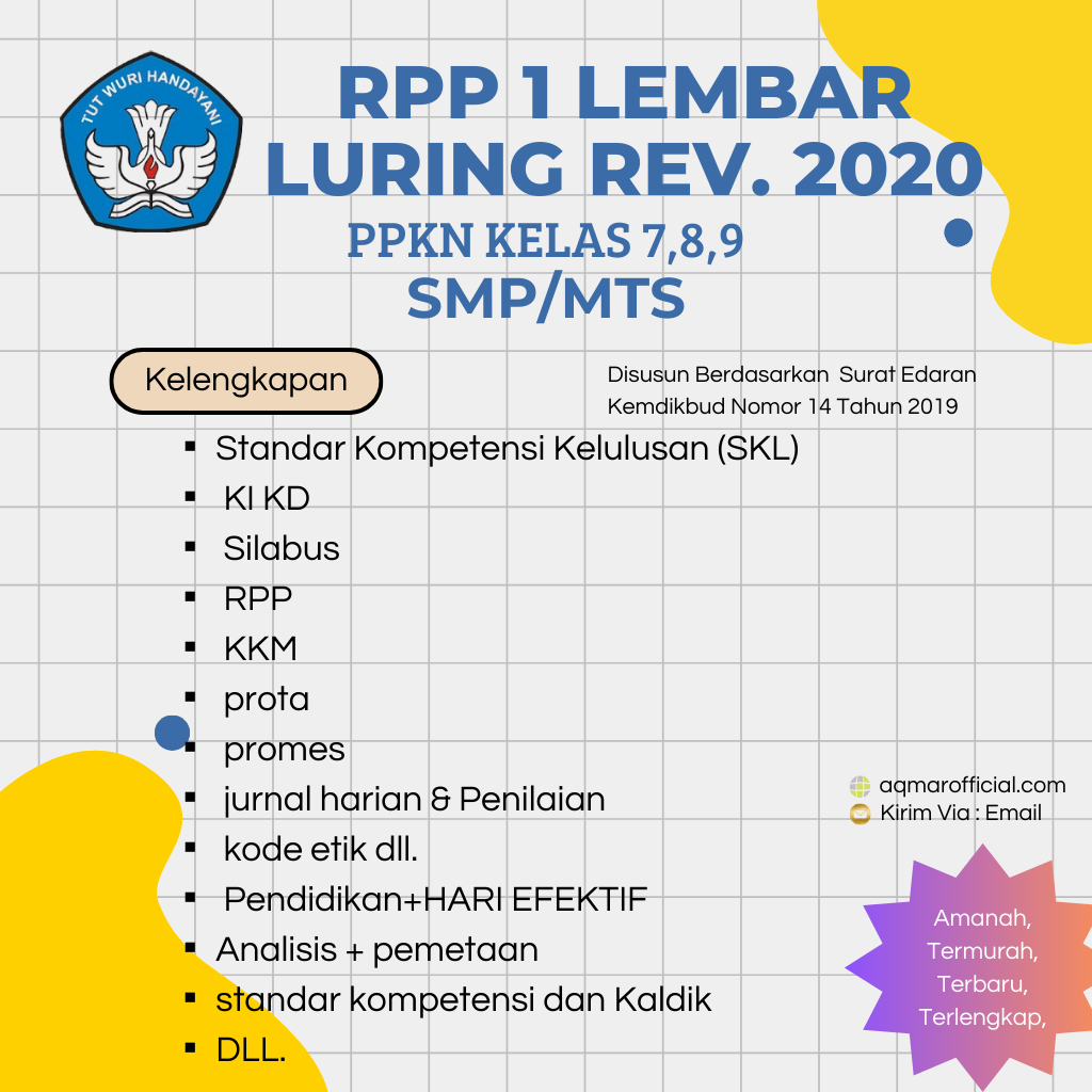 Jual RPP 1 LEMBAR PKN KELAS 7,8,9 SMP/MTS KURIKULUM 2013 | Shopee Indonesia