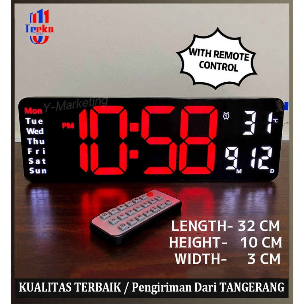 Jual TEEKA jam digital dinding LED besar jam dinding digital / Kalender ...