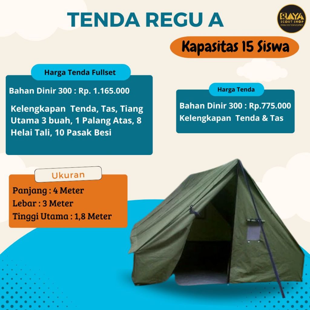 Jual TENDA PRAMUKA REGU BUPERTA 3X4X1.8 BAHAN LION DINIR STANDAR TNI ...