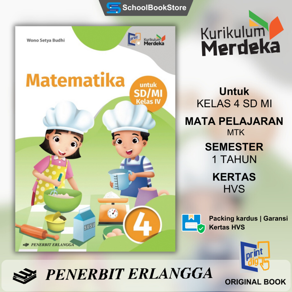 Jual Buku Paket Matematika Kelas 4 SD Kurikulum Merdeka Penerbit ...