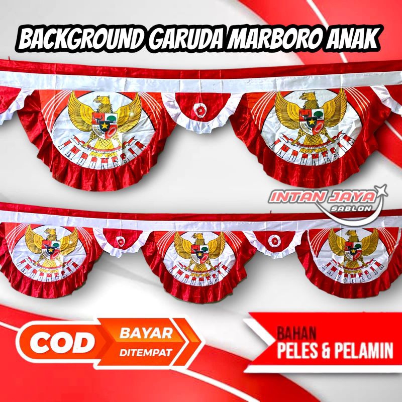 Jual Bendera Background Garuda Full Abutay Pelamin 5 Gelombang/Bendera Umbul Umbul Gelombang ...