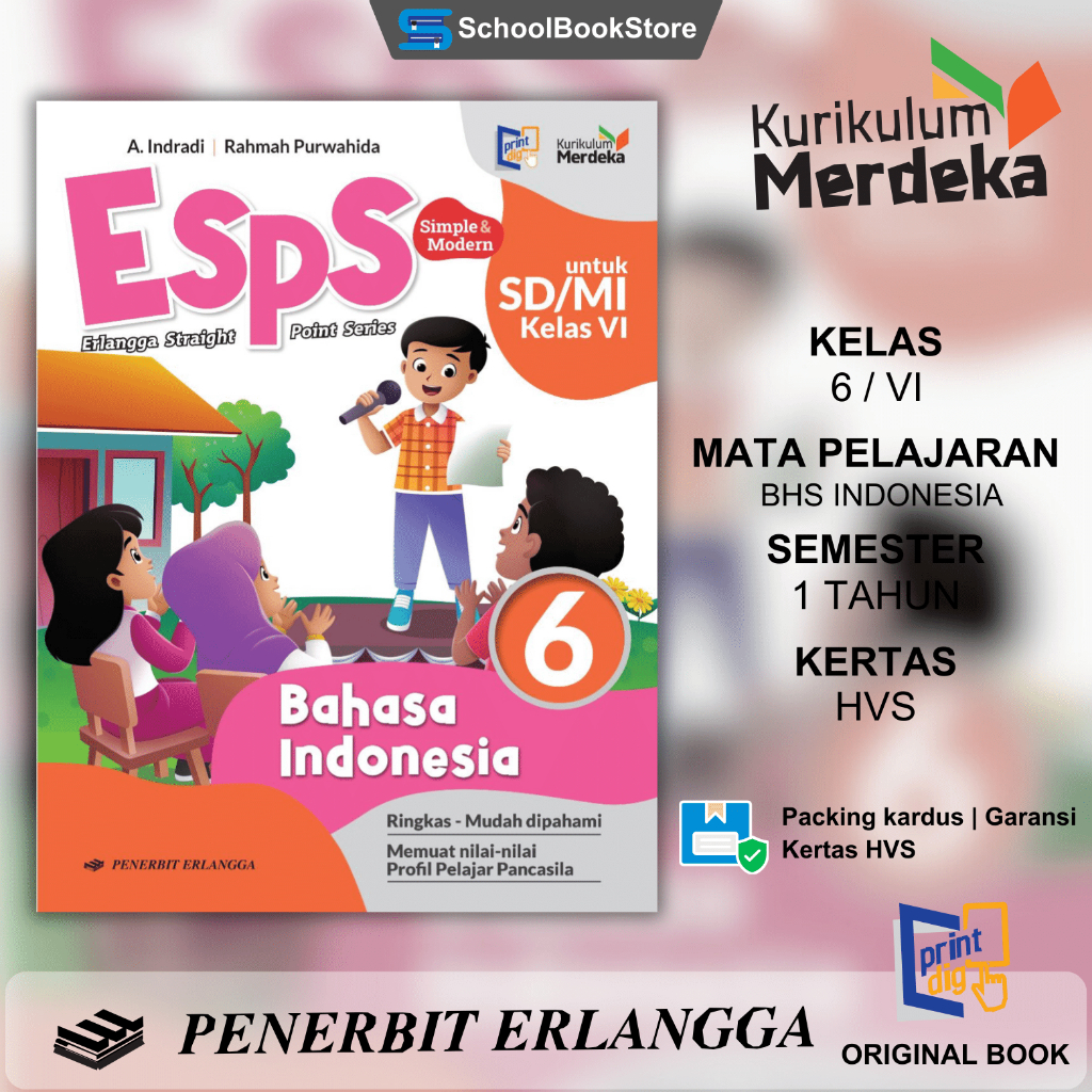 Jual Buku ESPS Bahasa Indonesia Kelas Kls 6 VI Kurikulum Merdeka Kurmer Kumer Penerbit Erlangga ...