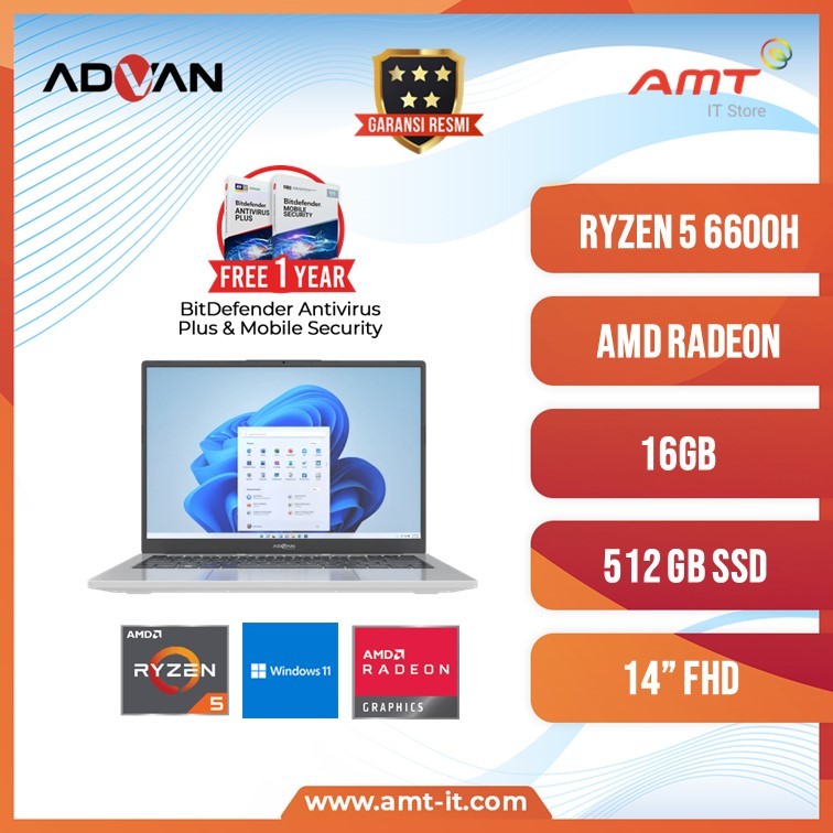 Jual Laptop ADVAN Workplus - AMD Ryzen 5 6600H 16GB 512GB SSD W11 ...