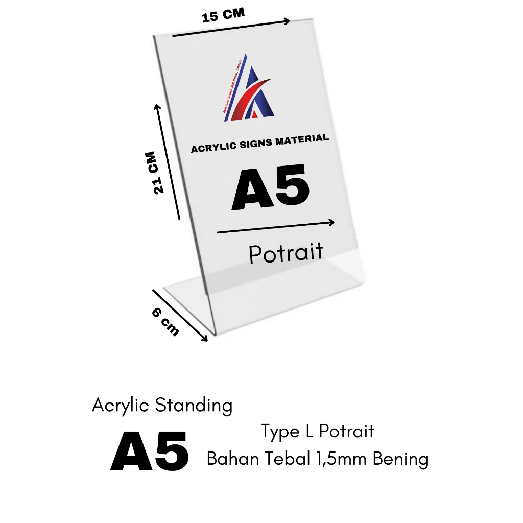 Jual AKRILIK DISPLAY A5 L PORTRAIT / TEMPAT BROSUR/ TENT CARD ACRYLIC 1 ...