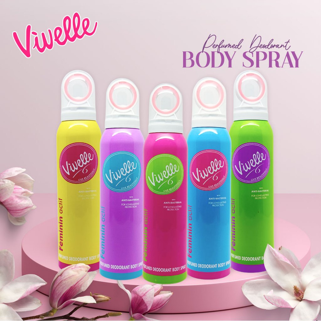 Jual Vivelle Body Spray Deodorant Perfumed With Anti Bacterial 150 ml ...