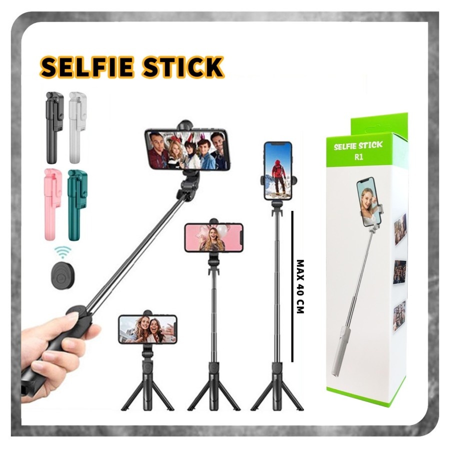 Jual Tongsis Bluetooth R1 / tongsis R1 3in1 remote selfie stick tripod ...