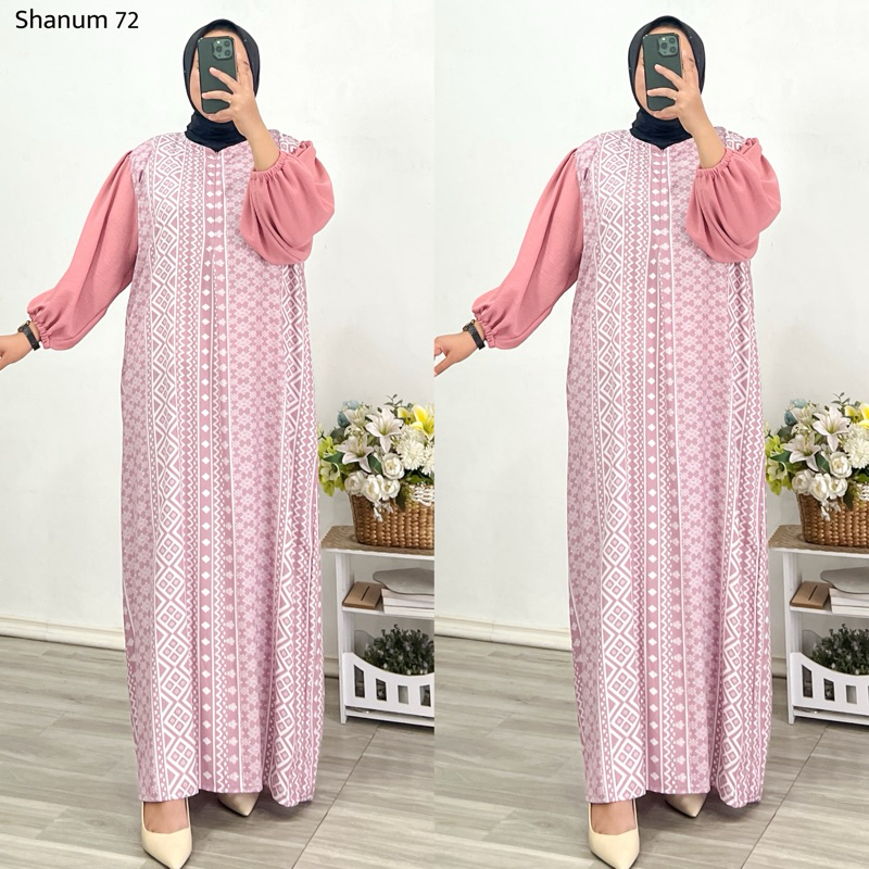 Jual SHANUM DRESS / Gamis Rayon Kombinasi / Gamis Rayon Motif Busui ...