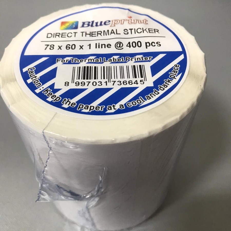 Jual Direct Thermal Sticker BLUEPRINT 78x60 mm 1 Line Isi 400 pcs ...