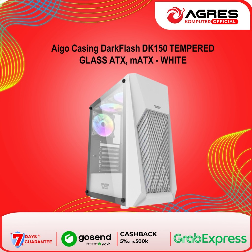 Jual Aigo Casing DarkFlash DK150 TEMPERED GLASS ATX, mATX - WHITE ...