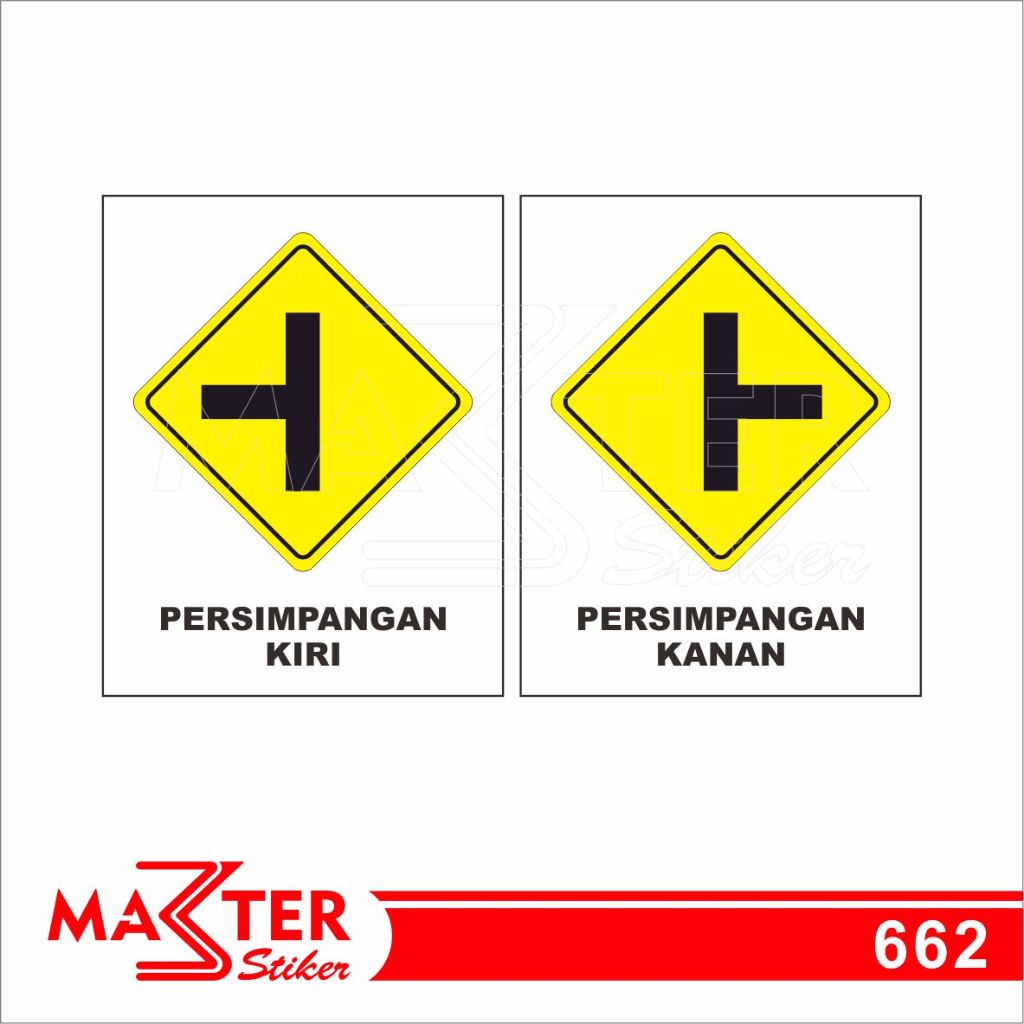 Jual 662 - Stiker Rambu Lalu Lintas, Persimpangan Kiri dan Kanan ...