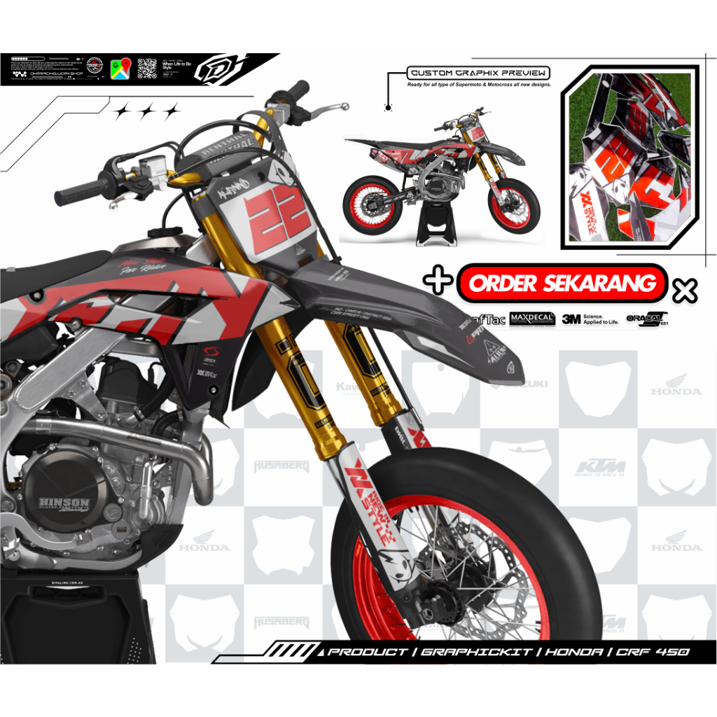 Jual ALIEN CHROME SERIES !!! Custom Decals KLX, DTX , WR, CRF Supermoto ...