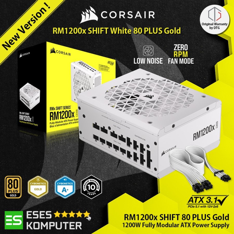 Jual PSU Corsair RM1200x SHIFT White 1200W 80 Plus Gold Full Modular Side Cable Interface ...