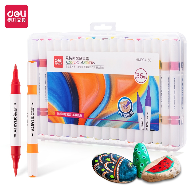 Jual Deli Spidol Acrylic Marker HM924-36 Colors | Shopee Indonesia
