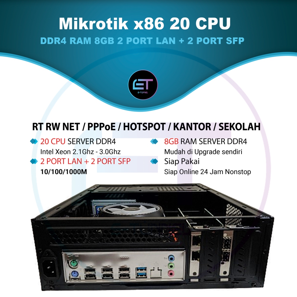 Jual Mikrotik x86 20Cpu Ddr4 2 LAN 2 SFP Gigabtye Server | Shopee Indonesia