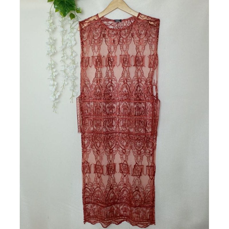 Jual Outer Rompi Tile / Brokat Premium Outer Long Vest Etnik | Shopee ...