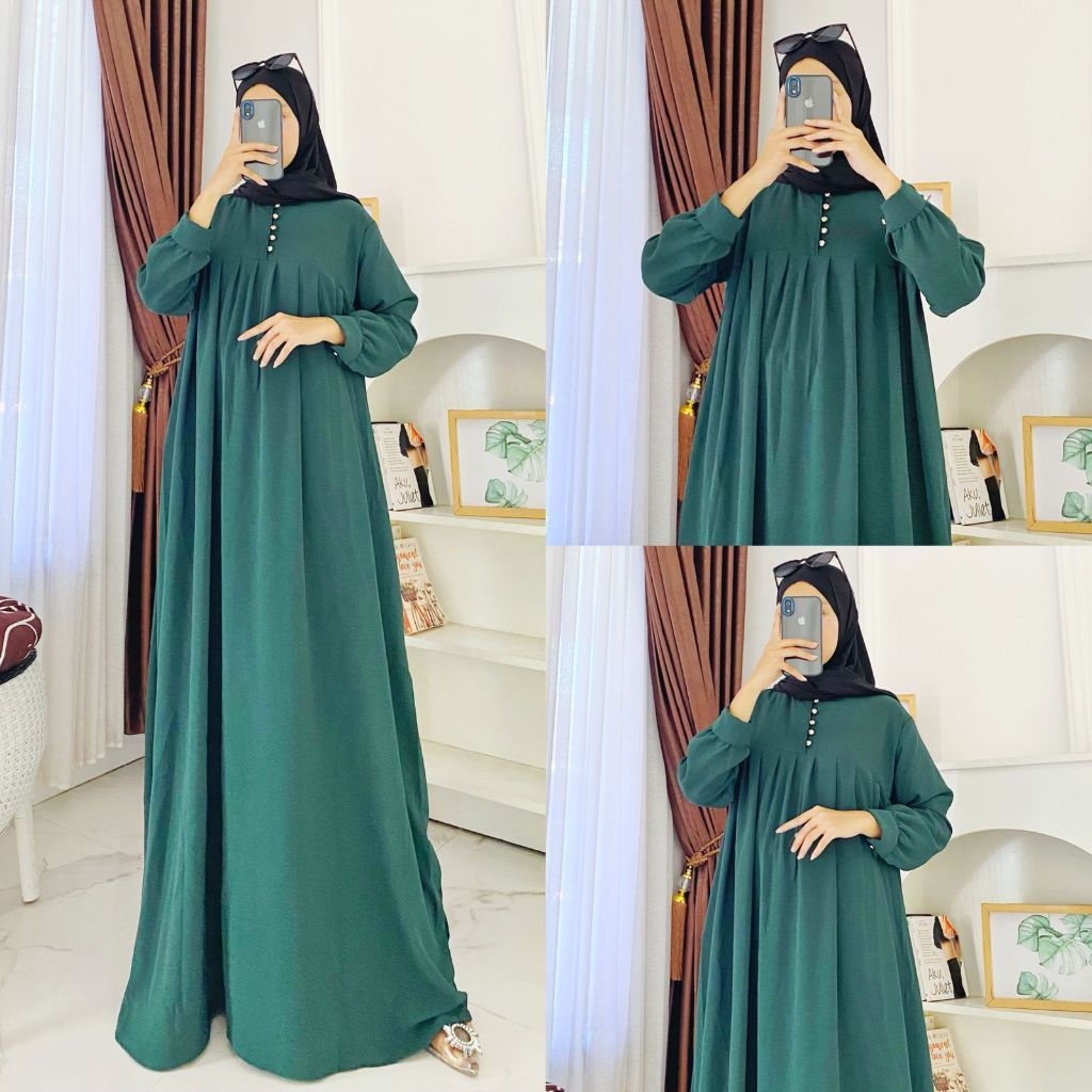 Jual Gamis WANITA MURAH / Gamis Crinkle Kerah shanghai/Gamis Jumbo LD ...