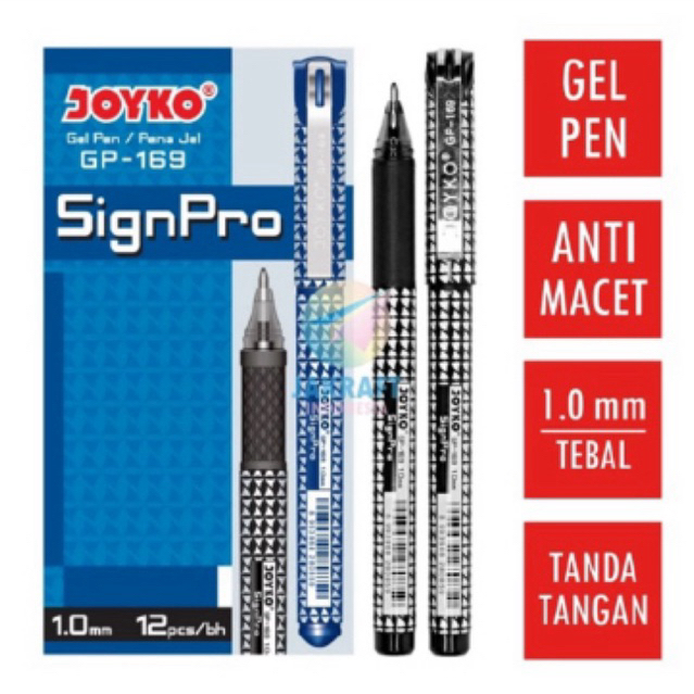 Jual ( 1 Pcs ) Pulpen Gel Pen Tanda Tangan JOYKO GP-169 Signpro Hitam ...