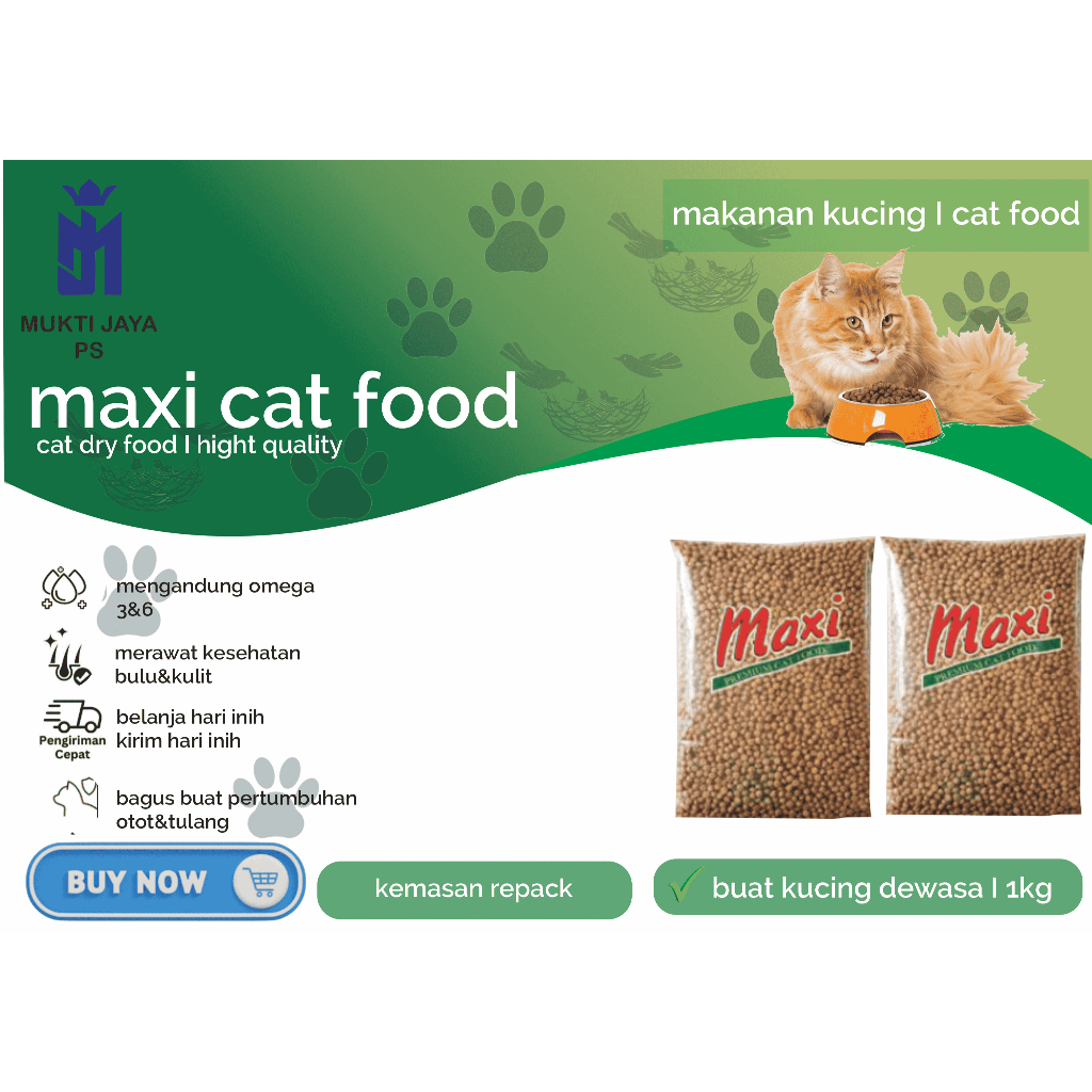 Jual makanan kucing maxi cat food 1kg MAXI Cat Food Makanan Kucing ...
